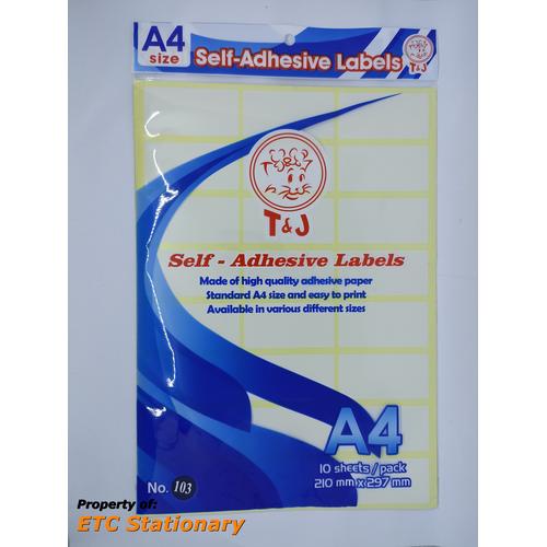Jual T&J Self-Adhesive Labels Ukuran A4 No. 103 Kertas Label Undangan ...
