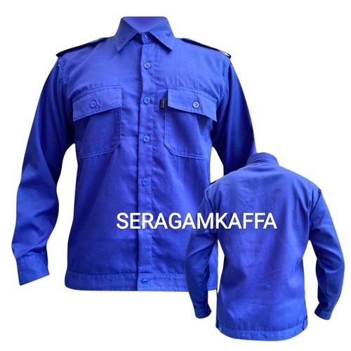 Jual bisa COD, seragam casual polos lengan panjang, seragam kerja Biru ...