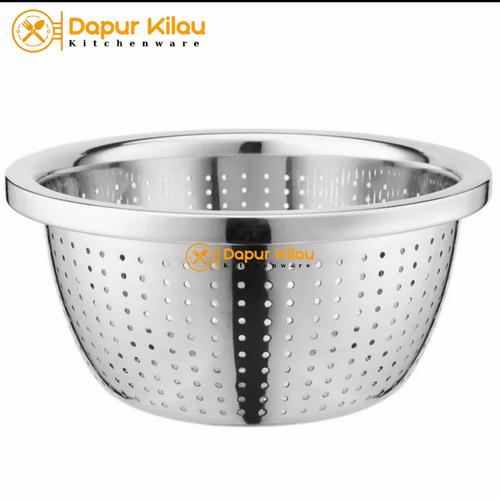 Jual Baskom Lubang Saringan Stainless Baskom Cuci Buah Sayuran - 20cm ...