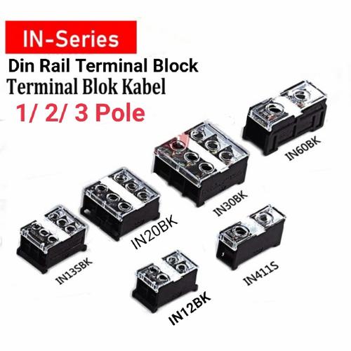 Jual Terminal Block Blok Din Rail 600V IN-12BK 13SBK/BK 20BK 30BK 60BK ...