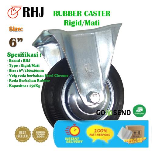 Jual RHJ Roda Trolley Caster Rubber/Karet 6 Inch - Swivel Brake ...