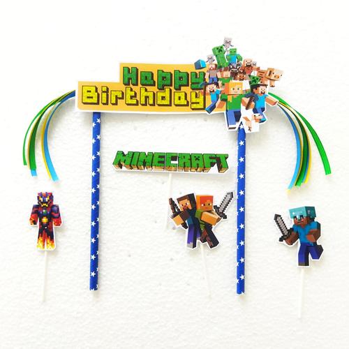 Jual Cake Topper Paper Craft Minecraft / Hiasan Kue / Banner Birthday ...