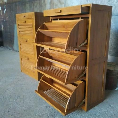 Jual lemari sepatu kayu jati minimalis rak sepatu tempat sepatu nakas ...