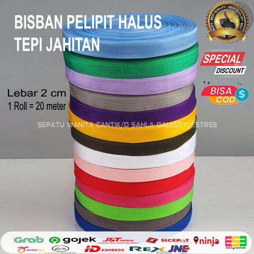 Jual Tali Bisban Pelipit Halus Bungkus Tepi Jahitan lebar 2 cm 1 roll ...