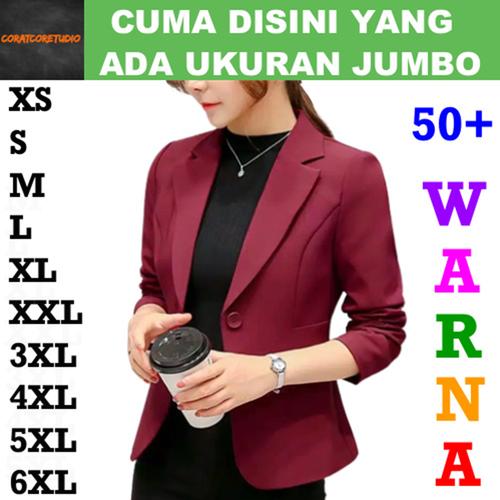 Jual Blazer Cewek Jas Wanita MERAH MAROON POLOS 1 Celana Jumbo Big Size ...