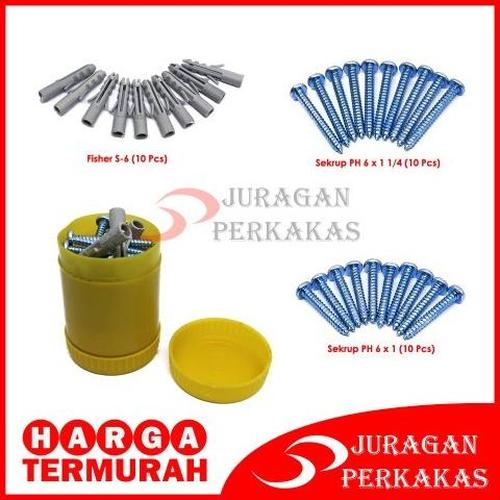 Jual 30 PC SEKRUP TAPPING PH 6 + FISHER S6 BAUT SKRUP SCREW PHILIP HEAD ...