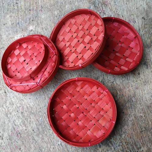 Jual Piring Bulat Warna 3 Piring Bambu Tradisional Piring Saji Piring ...