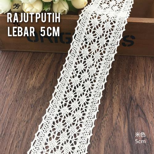 Jual per meter,renda rajut warna putih lebar 5 cm - Kota Tangerang ...