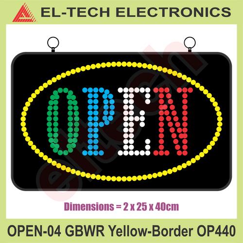 Jual LED Logo Sign Board Tanda Buka OPEN-4 Merah Kuning Hijau Biru ...