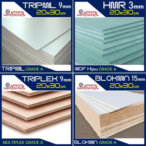 Jual Semua Jenis Triplek 20x30 cm Melamin Blokmin MDF Hijau Ukuran ...