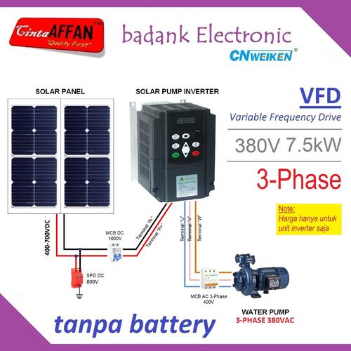 Jual SOLAR WATER PUMP INVERTER 3-PHASE 7.5kW 10HP 16A OUTPUT 380VAC VFD ...