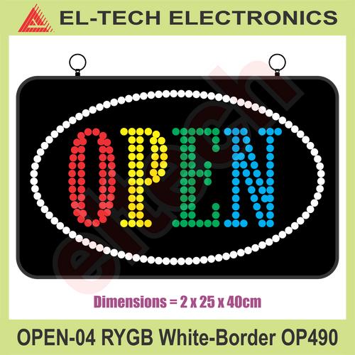 Jual LED Logo Sign Board Tanda Buka OPEN-4 Merah Kuning Hijau Biru ...