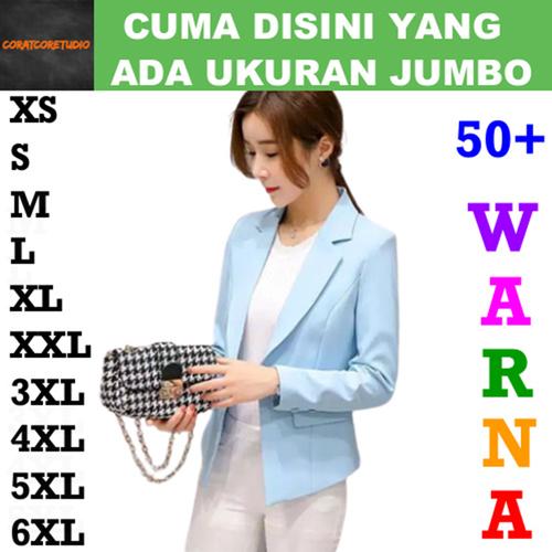 Jual Blazer Cewek Jas Wanita BIRU MUDA POLOS 1 Celana Rompi Jumbo Big ...
