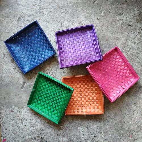 Jual Piring Kotak Warna 1 Piring Bambu Tradisional Piring Saji Piring ...