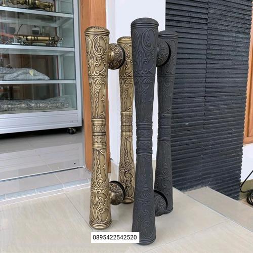 Jual Handle pintu rumah kuningan motif godo ukir full hitam doff 56cm ...