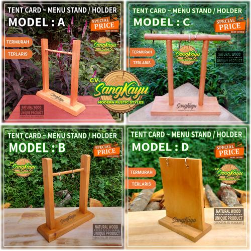 Jual Menu Stand With Hanger A5 gantungan menu wood stand display menu ...