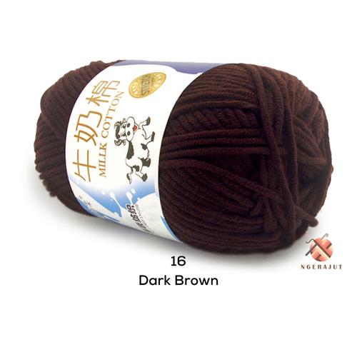 Jual Benang Rajut Katun Milk Cotton - Varian Warna Coklat - Dark Brown ...