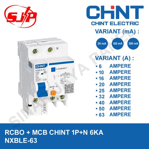 Jual RCBO+MCB CHINT NXBLE-63 1P+N 30/100/300mA 6/10/16/20/25/32/40/50/63A - 300mA, 20A - Jakarta ...