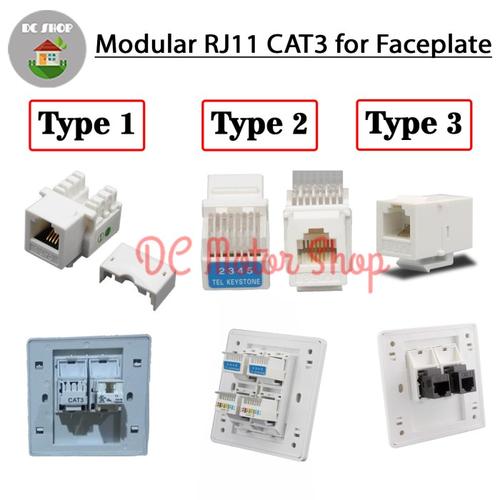 Jual Modular Jack RJ11 AMP Cat3 Network Telephone Telp Keystone Extender - Jakarta Pusat - DC ...