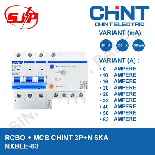 Jual RCBO+MCB CHINT 3P+N NXBLE-63 30/100/300MA 6/10/16/20/25/32/40/50/63A - 30mA, 32A - Jakarta ...