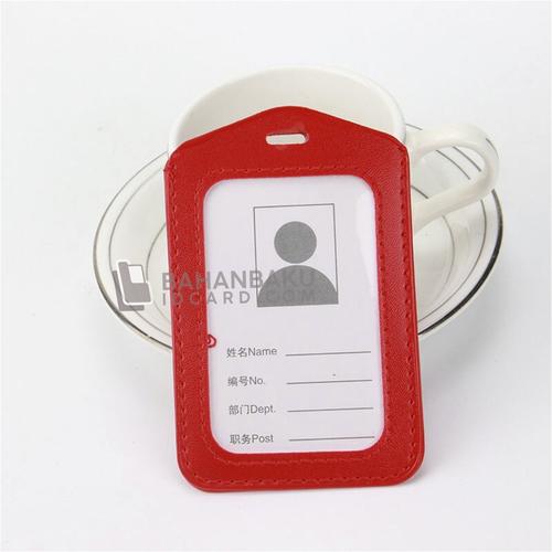 Jual Frame Casing Tempat ID Card Holder Kulit Imitasi Potrait - Merah ...