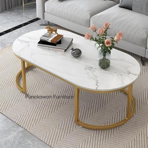 Jual Meja Marmer Oval Gold - Cream, L50xP100xT45cm - Kab. Jepara ...
