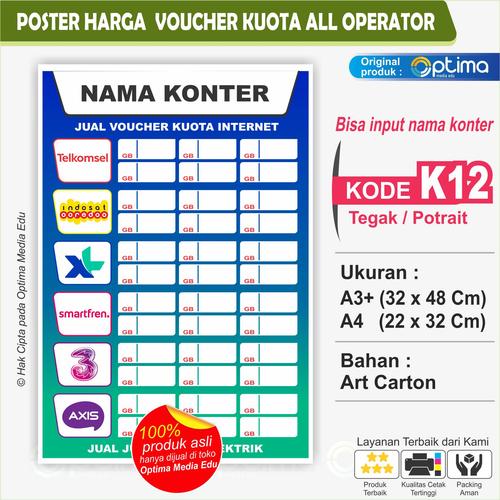 Jual POSTER / STIKER HARGA VOUCHER KUOTA INTERNET ALL OPERATOR UNTUK ...