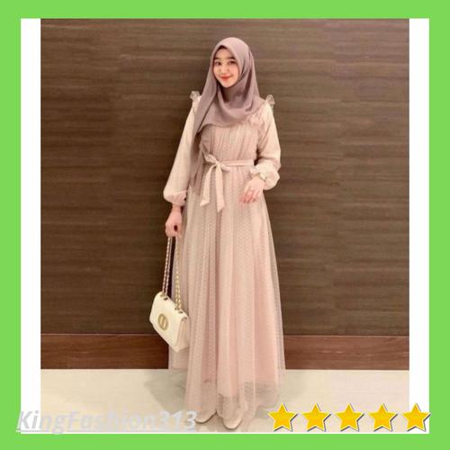 Jual Gamis maxi dress muslim pesta kondangan Mela bahan tile polka ...
