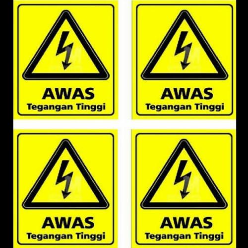 Jual Rambu-Sign K3. Awas Bahaya Tegangan Tinggi PLN. Plat Acrylic 20x30 ...