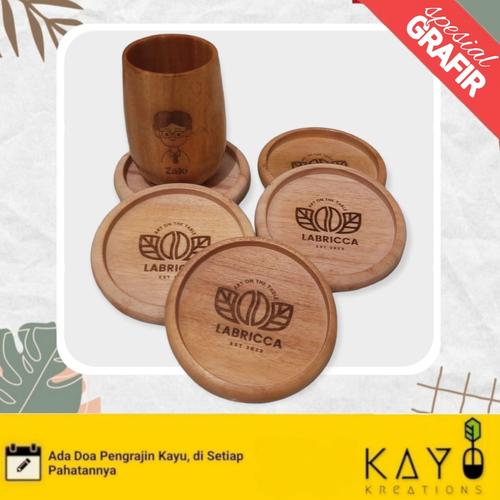 Jual Tatakan Pisin Lepek Gelas Wooden Coaster - Kayu Mahoni Jati Grafir ...