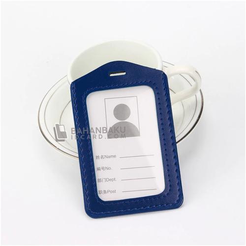 Jual Frame Casing Tempat ID Card Holder Kulit Imitasi Potrait - Biru ...