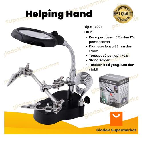 Jual Helping Hand Magnifier TE801 Alat Bantu Solder Kaca Pembesar Jepit ...