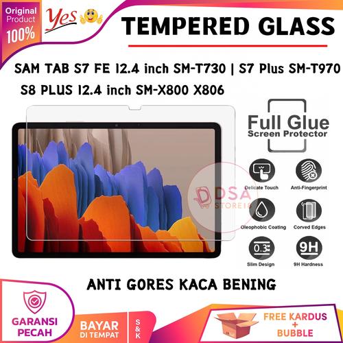 Promo Samsung Galaxy Tab S7 Fe 12.4” 2021 T730 736 Tempered Glass Clear ...