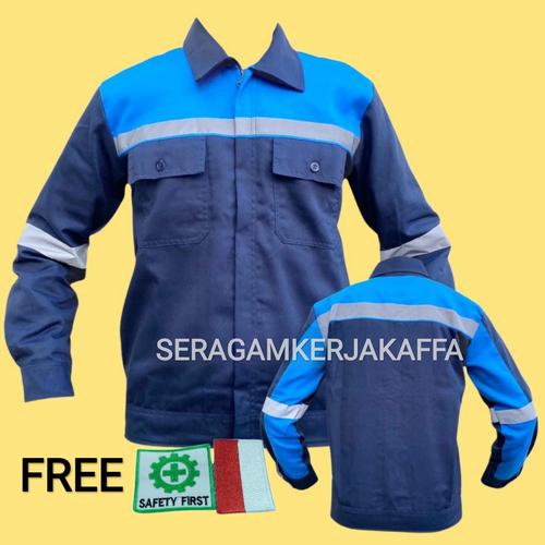 Jual seragam kombinasi lengan panjang kemeja kerja seragam bengkel Biru PLN - Kab. Bandung Barat ...