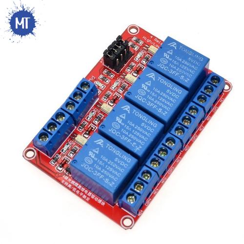 Jual Relay module optocoupler isolation 4 channel (1510) - DC 5V - Kota ...