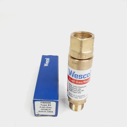 Jual FlashBack Regulator Acetylene / LPG 3/8" LH WESCOL FB0008 - Kota ...