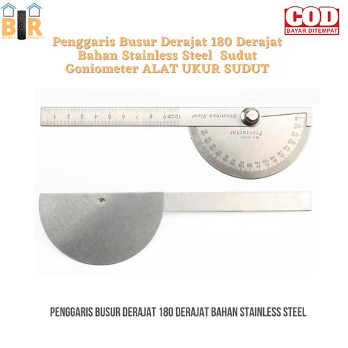 Jual Penggaris Busur Derajat 180 Derajat Bahan Stainless Steel Sudut ...