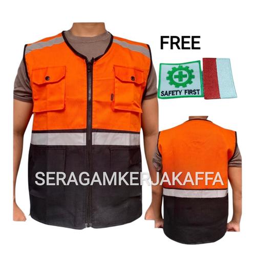 Jual Wearpack Rompi Kombinasi Premium katelpak Proyek lapangan Orange ...
