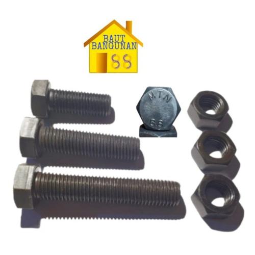 Jual baut mur baja 8.8 HTB m22x75mm FULL DRAT / hex bolt nut m22x7,5cm ...