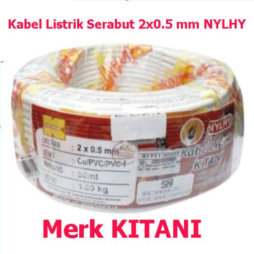 Jual KABEL LISTRIK kitani NYLHY SERABUT 2X0,5mm / 1 ROLL 50 M cable putih - Jakarta Pusat ...