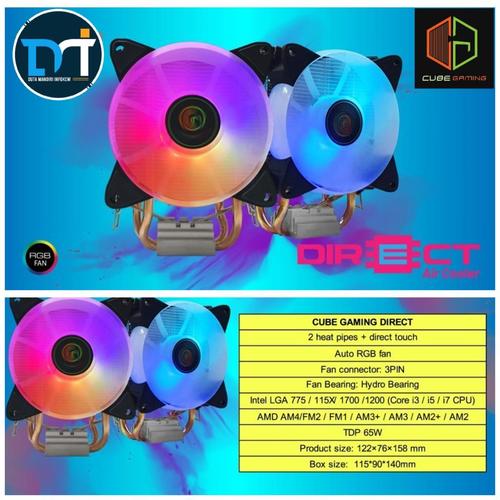 Jual Cube Gaming DIRECT - Rainbow RGB LED Air CPU Cooler for Intel ...