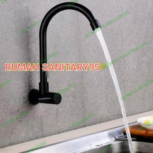Jual Kran cuci piring hitam dari tembok / kran sink dinding black ...