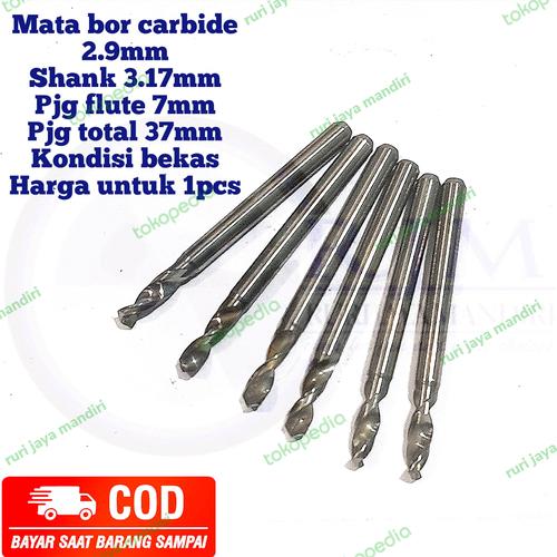 Jual Mata bor carbide 2.9mm Shank 3.17mm cocok untuk alumunium plastik ...