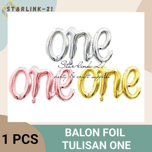 Jual BALON FOIL TULISAN ONE Huruf Sambung | Balon Ultah Satu - Gold ...