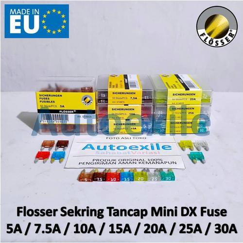 Jual Flosser Sekring Tancap Mini DX Fuse 5A 7.5A 10A 15A 20A 25A 30A Mobil - 15A Biru - Kota ...