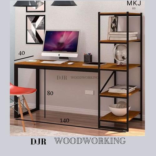 Jual Meja rak komputer laptop belajar kerja kayu besi industrial - Kota ...