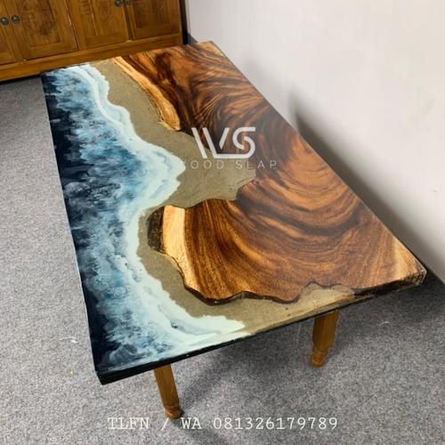 Jual MEJA RESIN EPOXY TREMBESI MOTIF PANTAI - Kab. Jepara - WOODSLAP ...