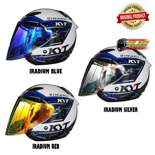 Jual KYT / HELM KYT DJ MARU #9 WHITE BLUE KACA VENOM / HELM DEWASA / SNI - IRADIUM BLUE, L ...
