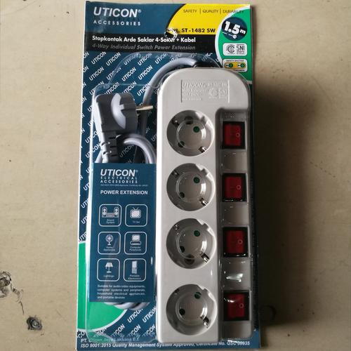 Jual Stop kontak 4 lubang UTICON 1.5mt ST-1482 SW colokan listrik ...