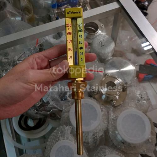 Jual Thermometer Stick Kuningan 1/2 " inchi 120 Derajat Celcius 250 F ...
